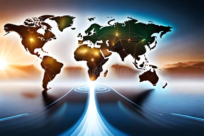 Supply Chain Network Digital Illustration of a World Map with ... Supply Chain Network Digital Illustration of a World Map with ...