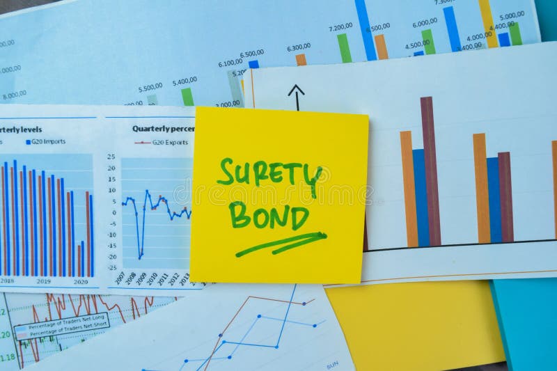 Concept of Surety Bond Write on Sticky Notes Isolated on Wooden Table ...