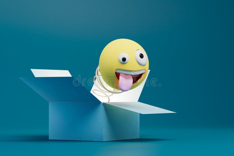 Concept of a Surprise Box. an Open Box from Which a Smiley Face Flies ...