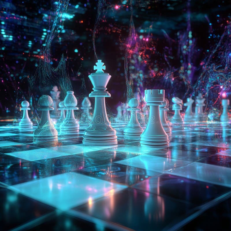 The Concept of a Surreal Chessboard Illumination is an Ethereal Digital ...
