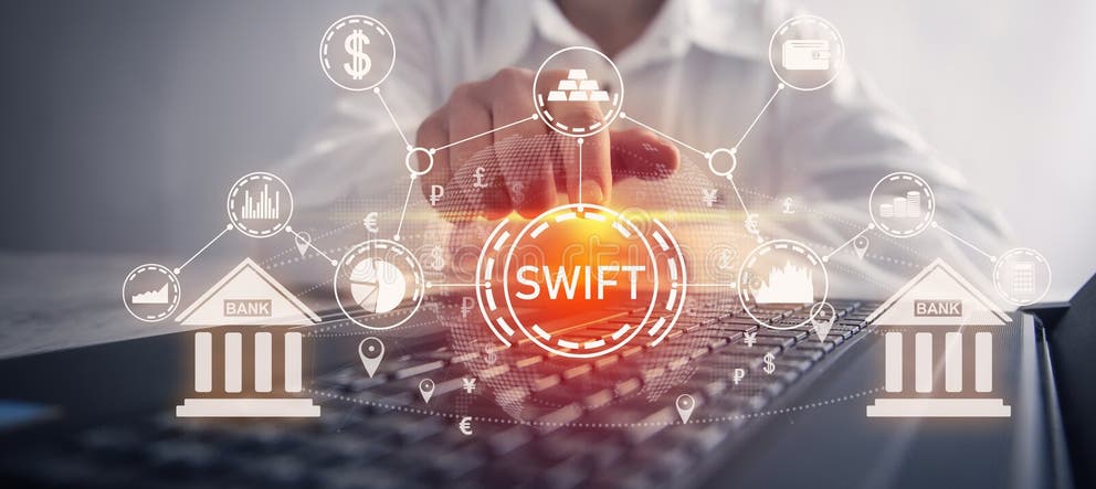 Concept of SWIFT. Financial Technology. Banking Stock Illustration ...