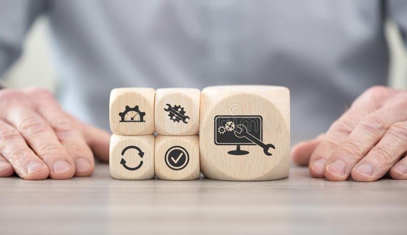 Concept of System Maintenance Stock Photo - Image of update, cube ...