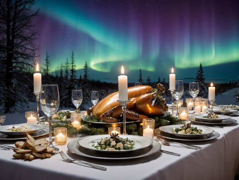 A Table with a Turkey on it. Generative AI Stock Illustration ...