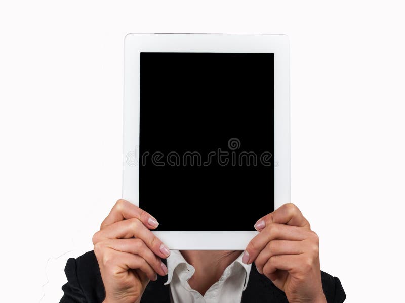 Concept tablet as a face stock image. Image of holding - 35126395