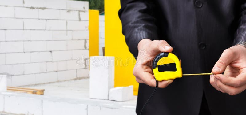Concept of Taking Measurements during Construction Stock Photo - Image ...
