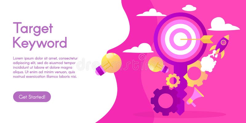 Concept of Target Keyword, Vector Business Illustration in Flat Design ...