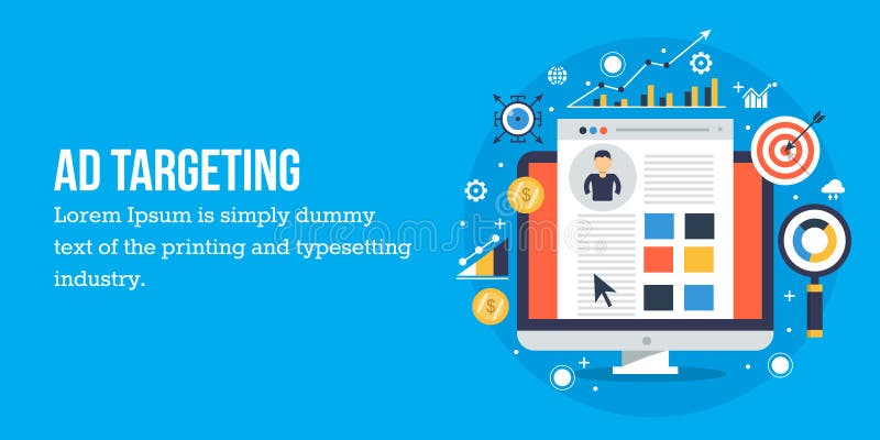 Concept of Targeted Adverting - Web Banner Vector Illustration Stock ...