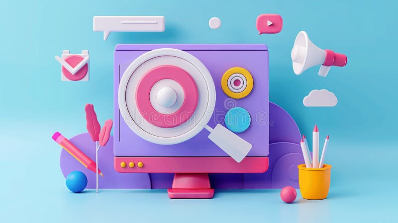 Concept of Targeted Advertising in 3D Style Stock Illustration ...