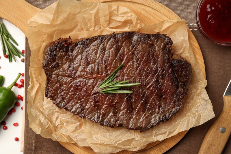 Concept of Tasty Food with Beef Steak, Top View Stock Photo - Image of ...