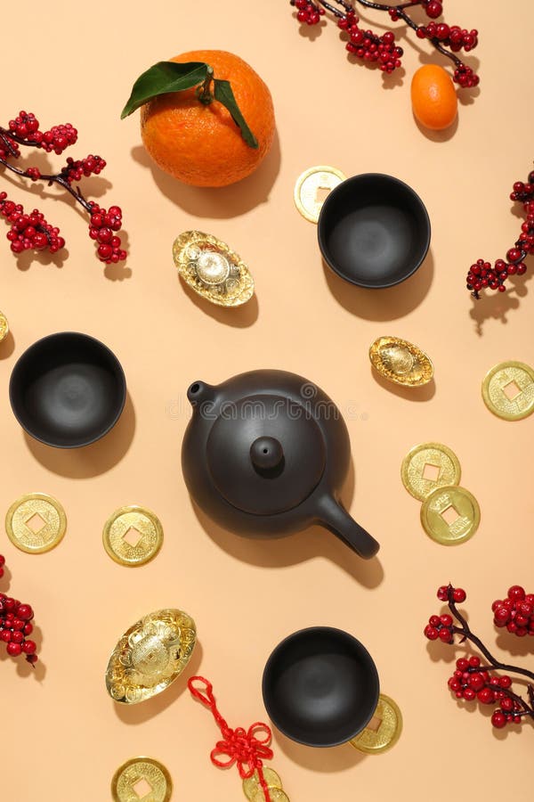 Concept of Tea, Asian Tea, Top View Stock Image - Image of black ...