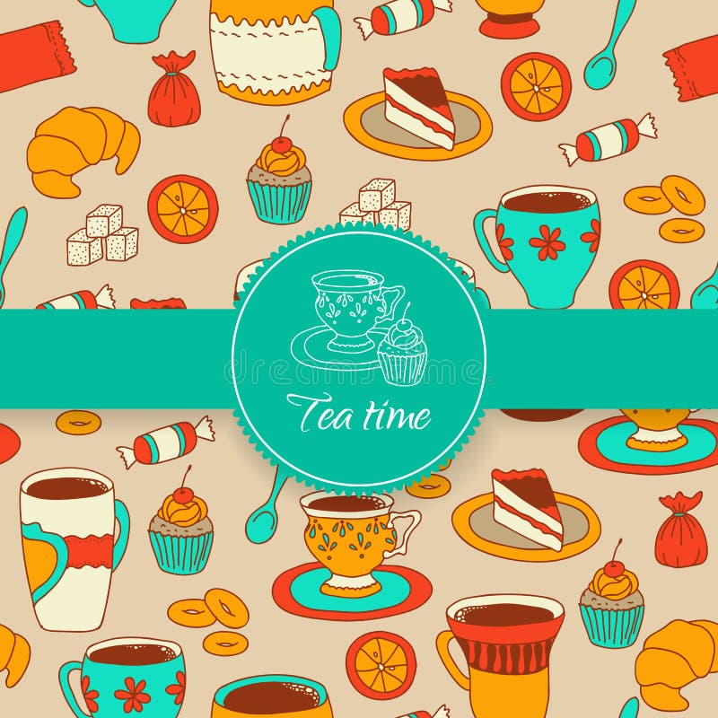 Tea time doodle elements stock vector. Illustration of elements - 60206735