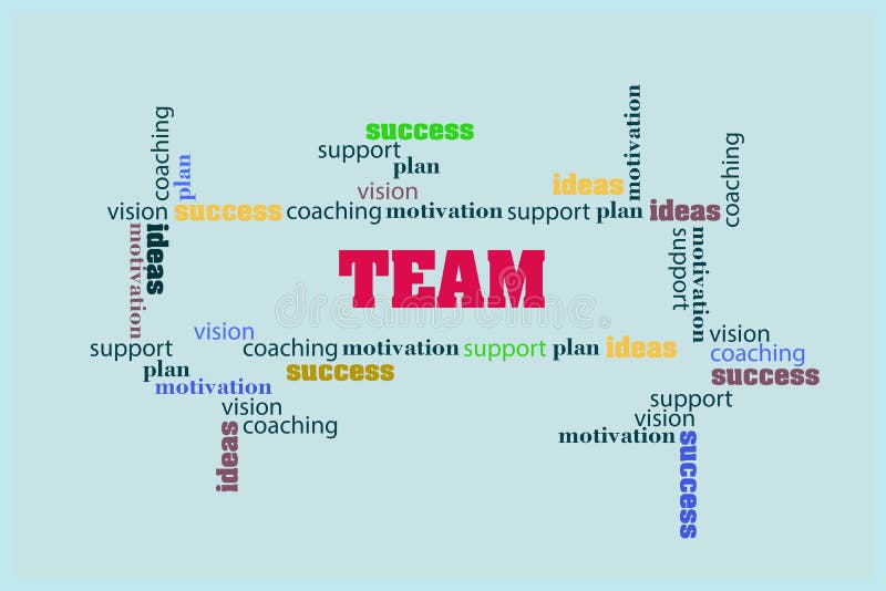 Concept Team. Inscriptions, Success, Support, Idea, Vision, Motivation ...