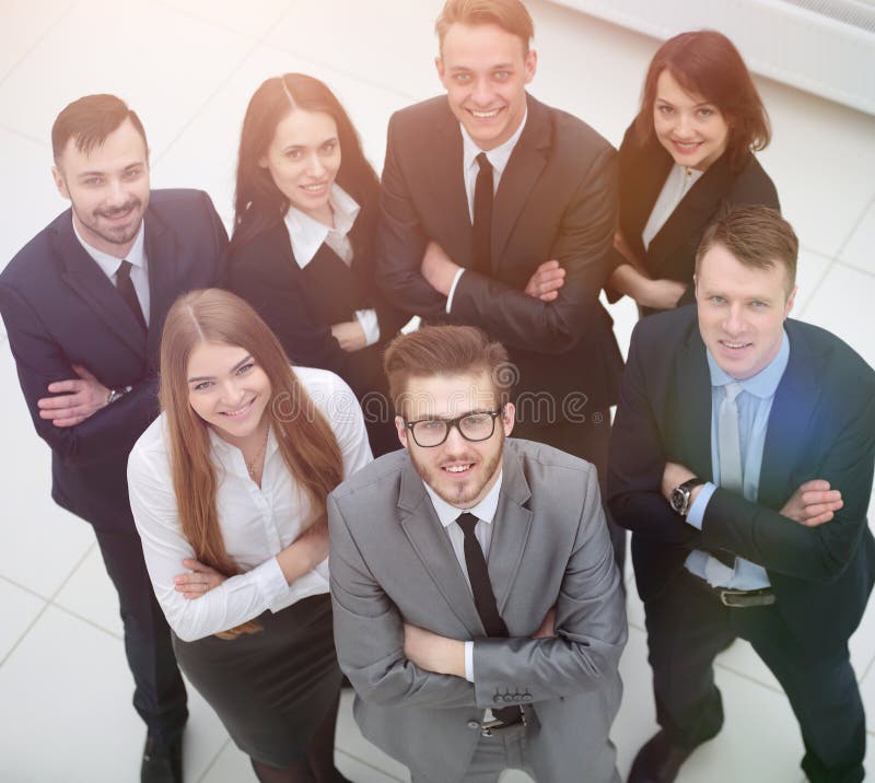 Group of Young Business People Looking Up Stock Photo - Image of ...