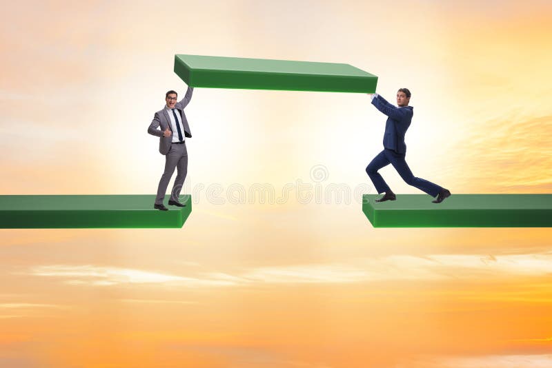 Concept of Teamwork with Bridge Being Built Stock Image - Image of ...