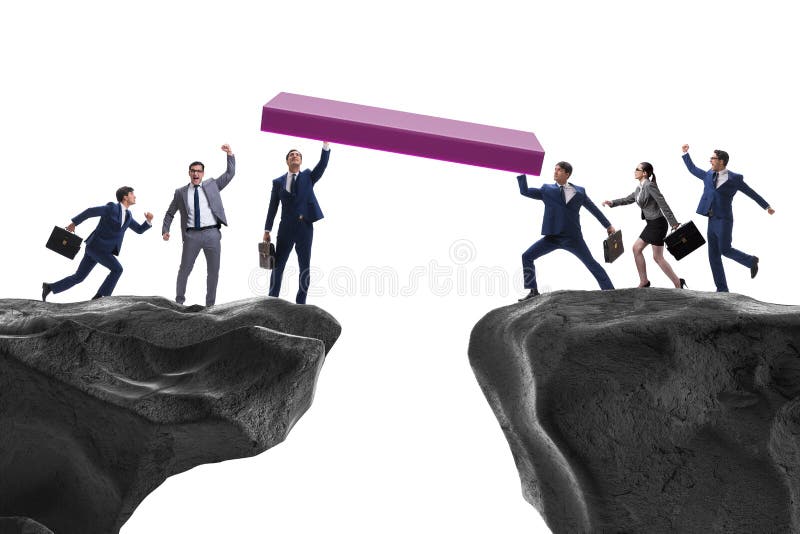 Concept of Teamwork with Bridge Being Built Stock Photo - Image of ...