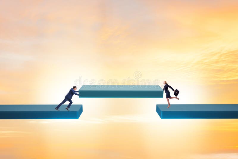 Concept of Teamwork with Bridge Being Built Stock Image - Image of team ...