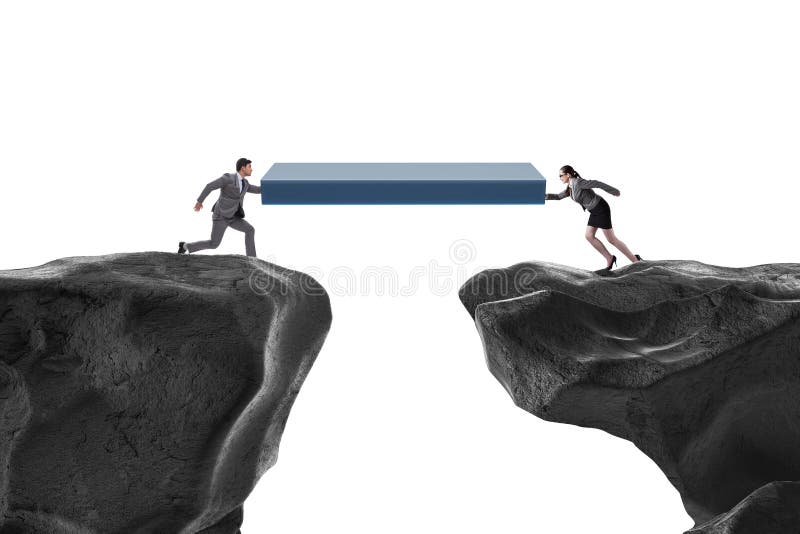 Concept of Teamwork with Bridge Being Built Stock Image - Image of ...