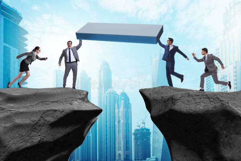 Concept of Teamwork with Bridge Being Built Stock Image - Image of ...