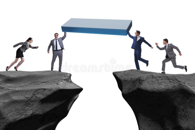 Concept of Teamwork with Bridge Being Built Stock Image - Image of ...