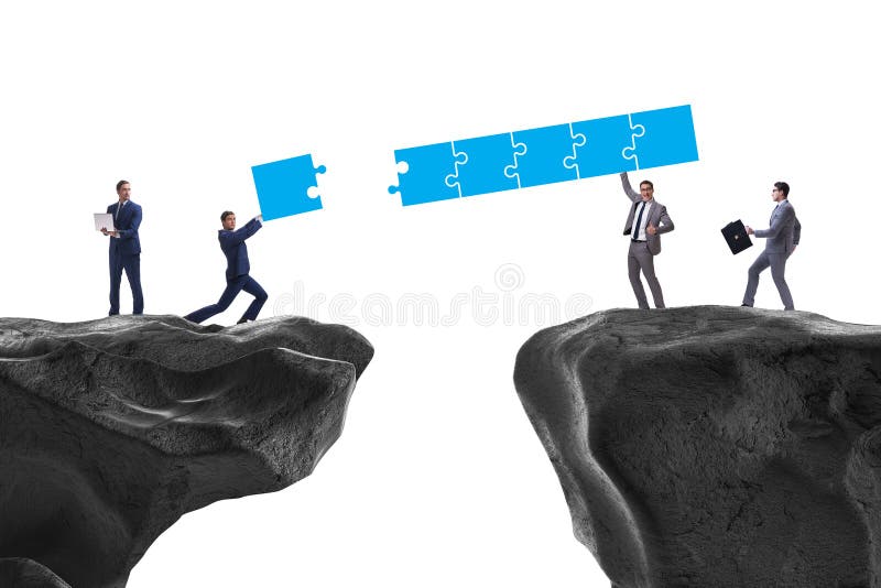 Concept of Teamwork with Bridge Being Built Stock Image - Image of ...