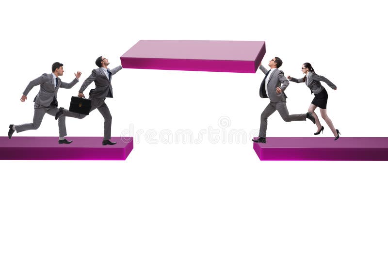 Concept of Teamwork with Bridge Being Built Stock Photo - Image of ...