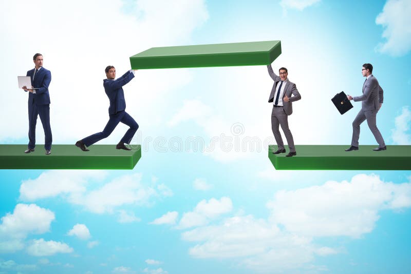 Concept of Teamwork with Bridge Being Built Stock Image - Image of ...