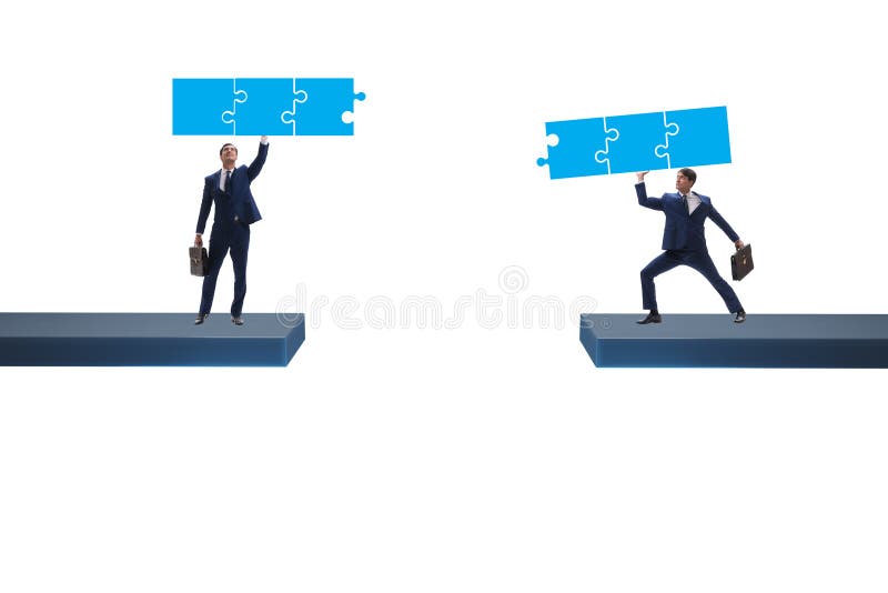 Concept of Teamwork with Bridge Being Built Stock Photo - Image of ...