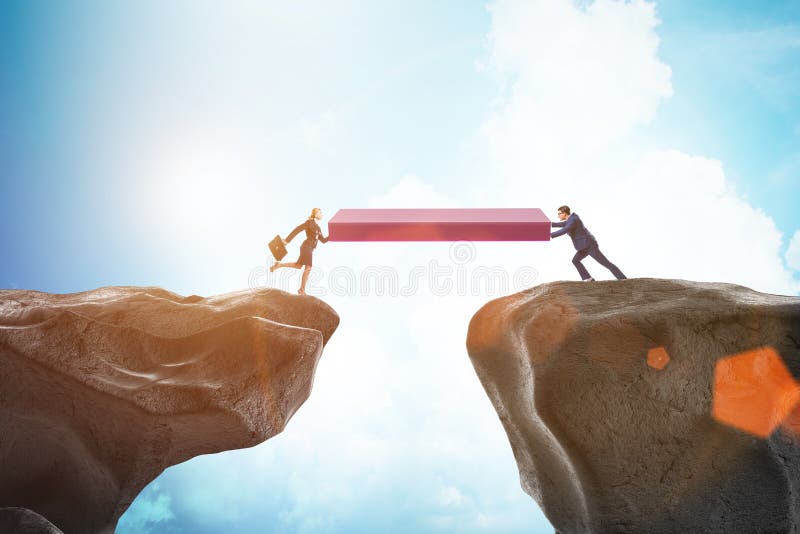 Concept of Teamwork with Bridge Being Built Stock Image - Image of ...