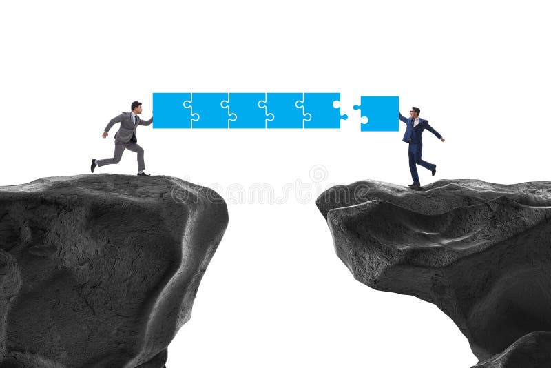 Concept of Teamwork with Bridge Being Built Stock Image - Image of ...