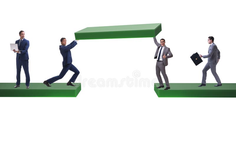 Concept of Teamwork with Bridge Being Built Stock Image - Image of ...