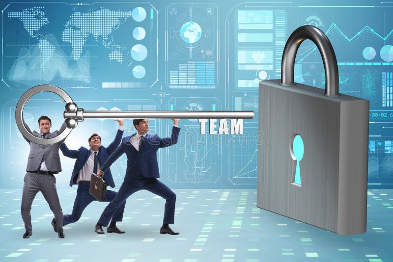 Concept of Teamwork with Businessmen Unlocking Lock Stock Image - Image ...