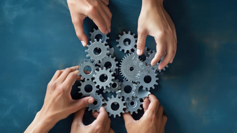 Concept of Teamwork. People Hold Cog Wheels in Hands. Generative AI ...