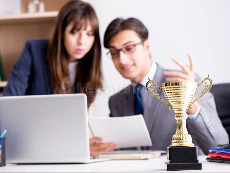Concept of Teamwork with Prize Stock Image - Image of employee, smiling ...