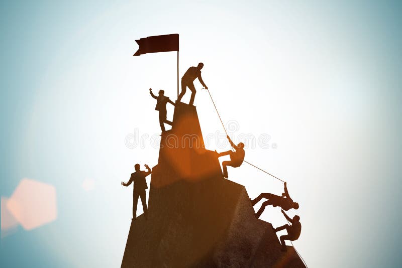 Concept of Teamwork with Team Climbing Mountain Top Stock Image - Image ...