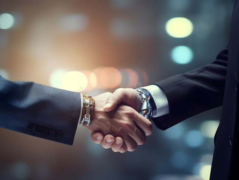 Concept about Tech Innovation. Handshake between Human and Robot in a ...