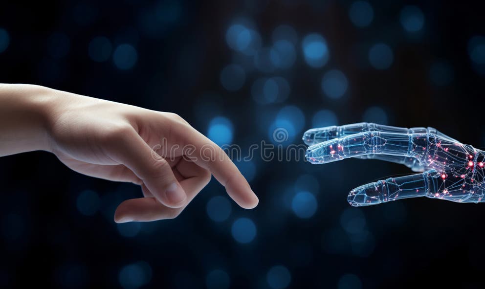 Concept about Tech Innovation. Handshake between Human and Virtual ...