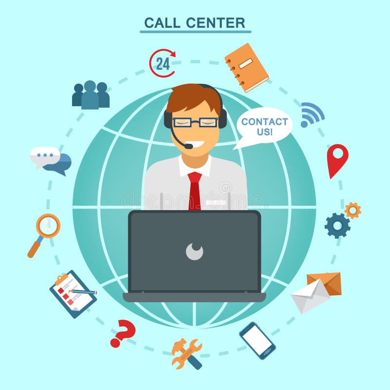 Call center stock vector. Illustration of agent, email - 58329757