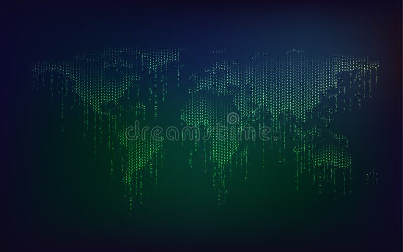 Green binary world map stock vector. Illustration of shape - 110258355