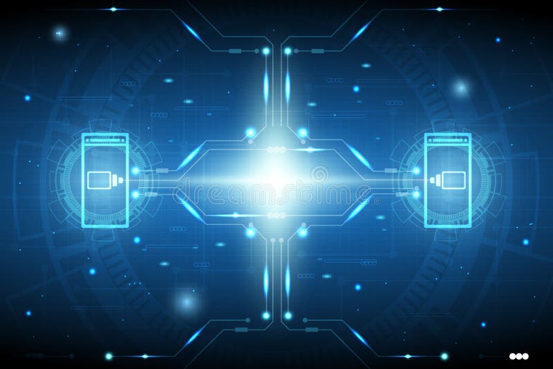 Concept Technology Background with Glowing Mobile Phone and Battery ...