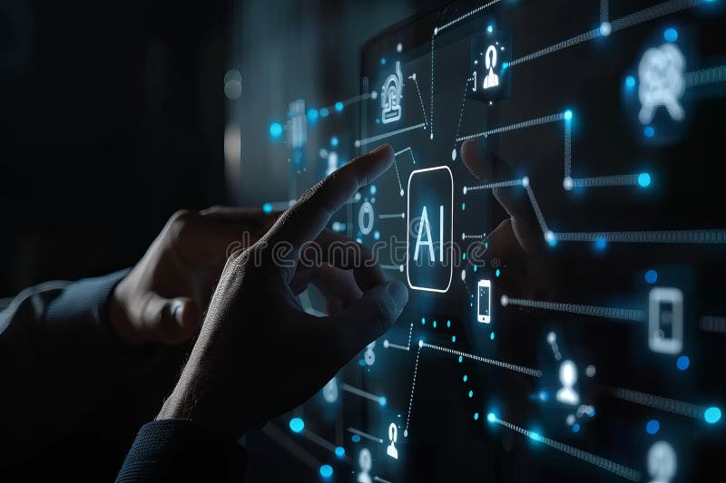 The Concept of Technology Shows an Individual Interacting with a ...