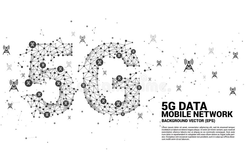 Vector Polygon Dot Connect Line Shaped 5G Mobile Network with Antenna ...