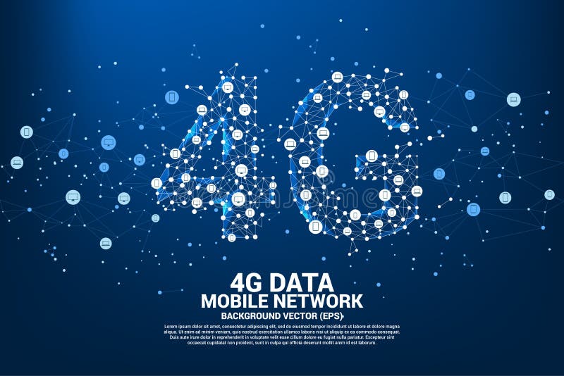 PrintVector Polygon Dot Connect Line Shaped 4G Mobile Network. Stock ...
