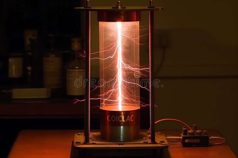 Tesla Coil Experiment. Generative AI Stock Image - Image of electrical ...