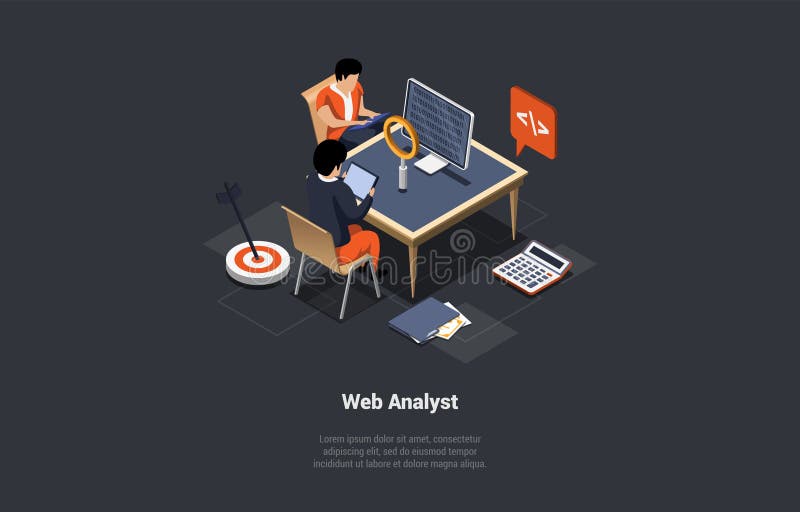 Concept Of Testing Data Analysis And Debugging Web Analyst Character Marketer Analyzing Data