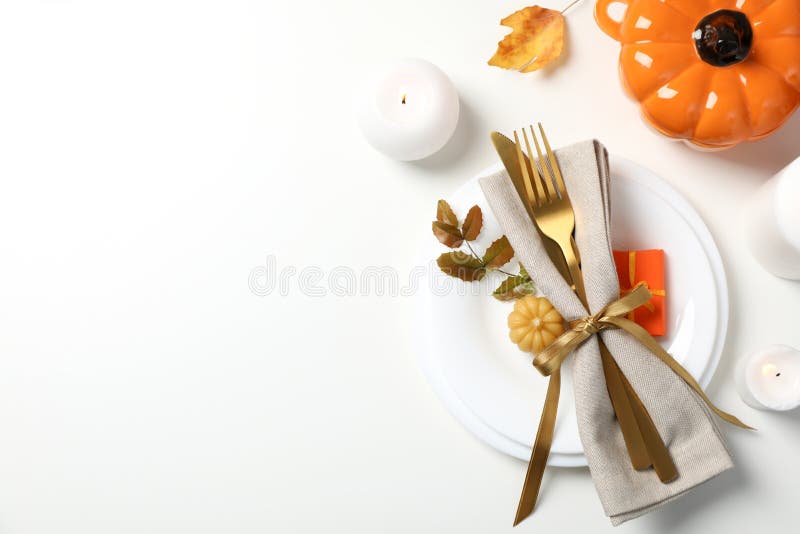 Concept of Thanksgiving Day, Autumn Table Setting, Space for Text Stock ...
