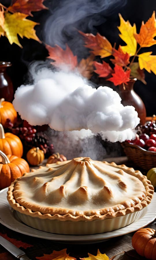 Thanksgiving Pie with a Steam Cloud in the Cold Morning Ai. Generative ...
