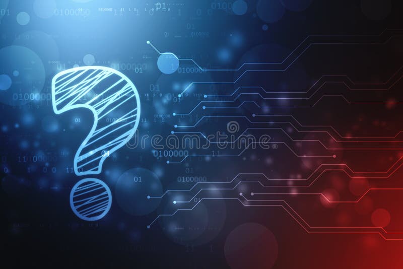 Concept of Thinking, Question Mark Symbol in Technology Background ...