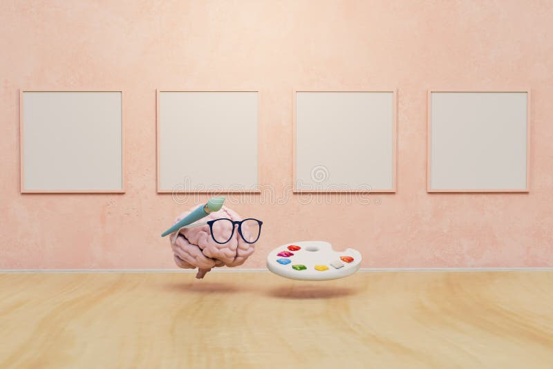 The Concept of Thinking about Pictures. a Brain with a Palette of ...