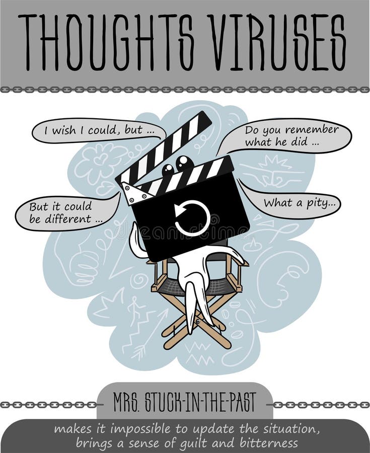 Concept of Thoughts Stuck-in-the-Past Stock Illustration - Illustration ...