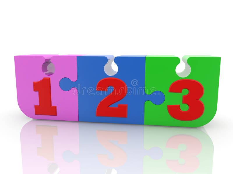 Concept of Three Puzzle Pieces with Numbers Stock Illustration ...